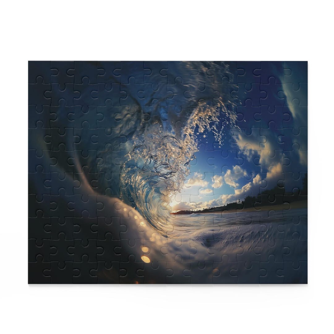 Jigsaw Puzzle, Ocean Wave Design, Relaxing Coastal Scene, Seaside ...