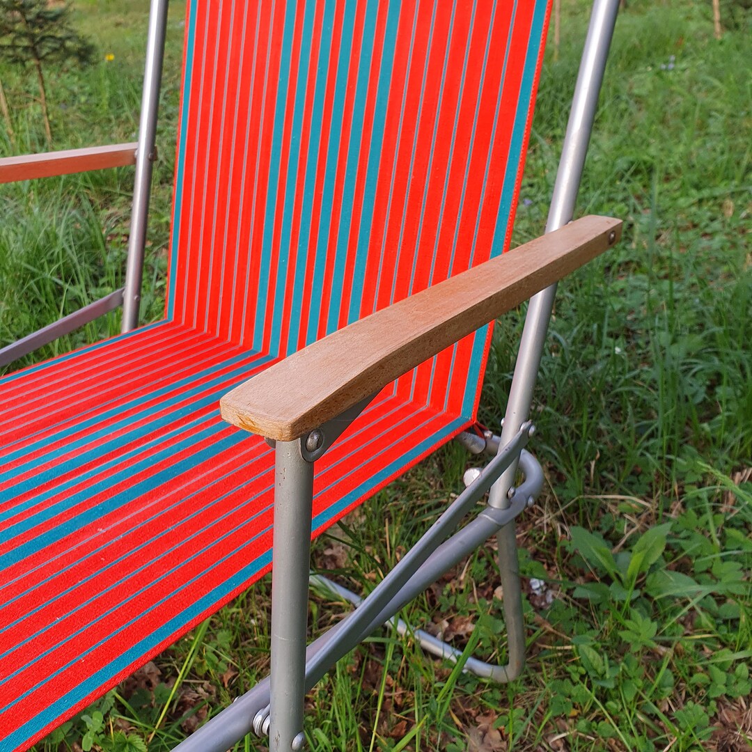 2x Vintage Picnic Chair/ Camping Flower Chair/ Folding Picnic Chair ...