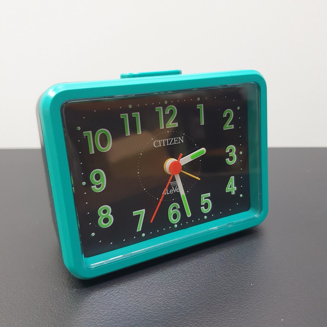 Vintage 80s / 90s Alarm Clock in Blue and Black Plastic CITZEN /4 LEVEL ...