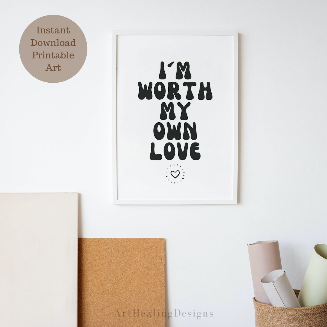 Retro Self-worth Printable, 'i'm Worth My Own Love', Vintage Wall Art ...