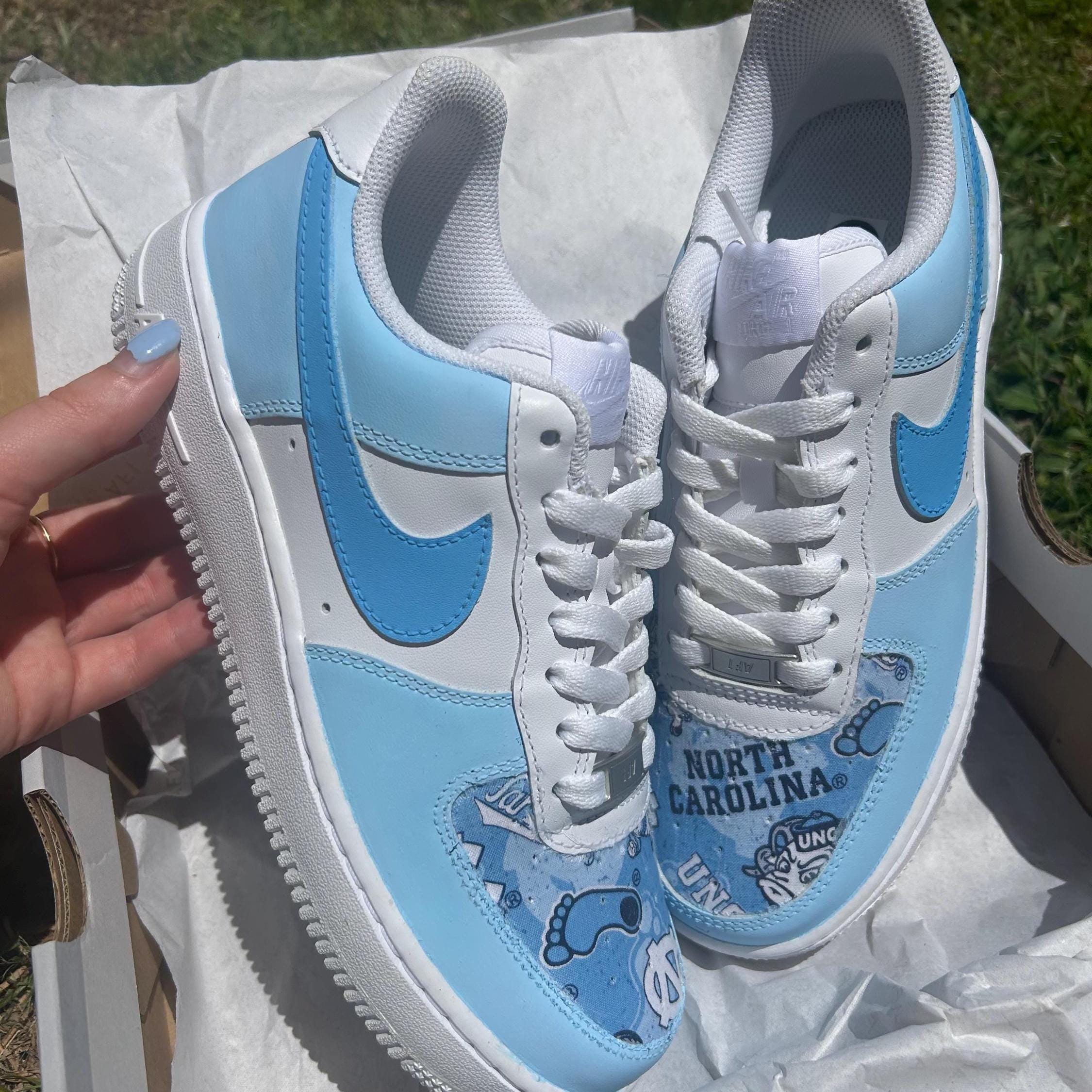 UNC Tarheel Custom Painted Air Force - Unique Handpainted Sneakers ...