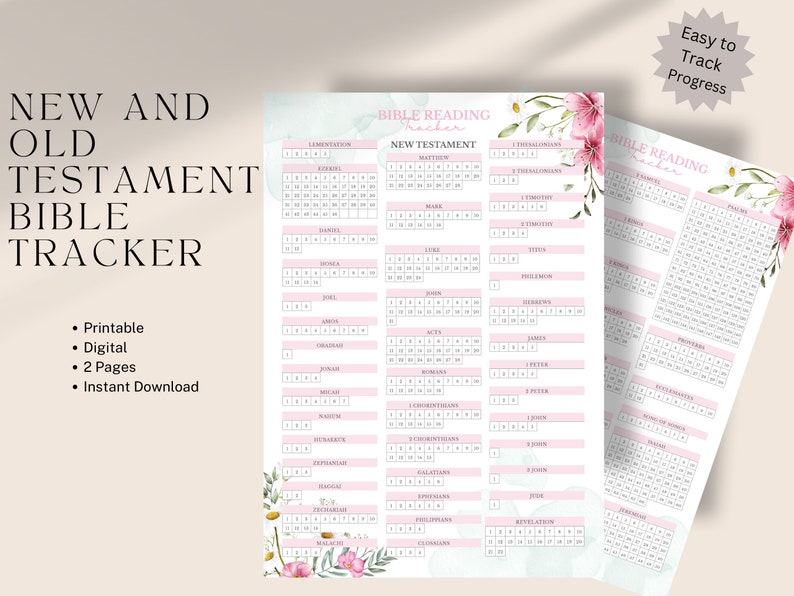New & Old Testament Tracker Digital Bible Reading Plan Instant Download ...