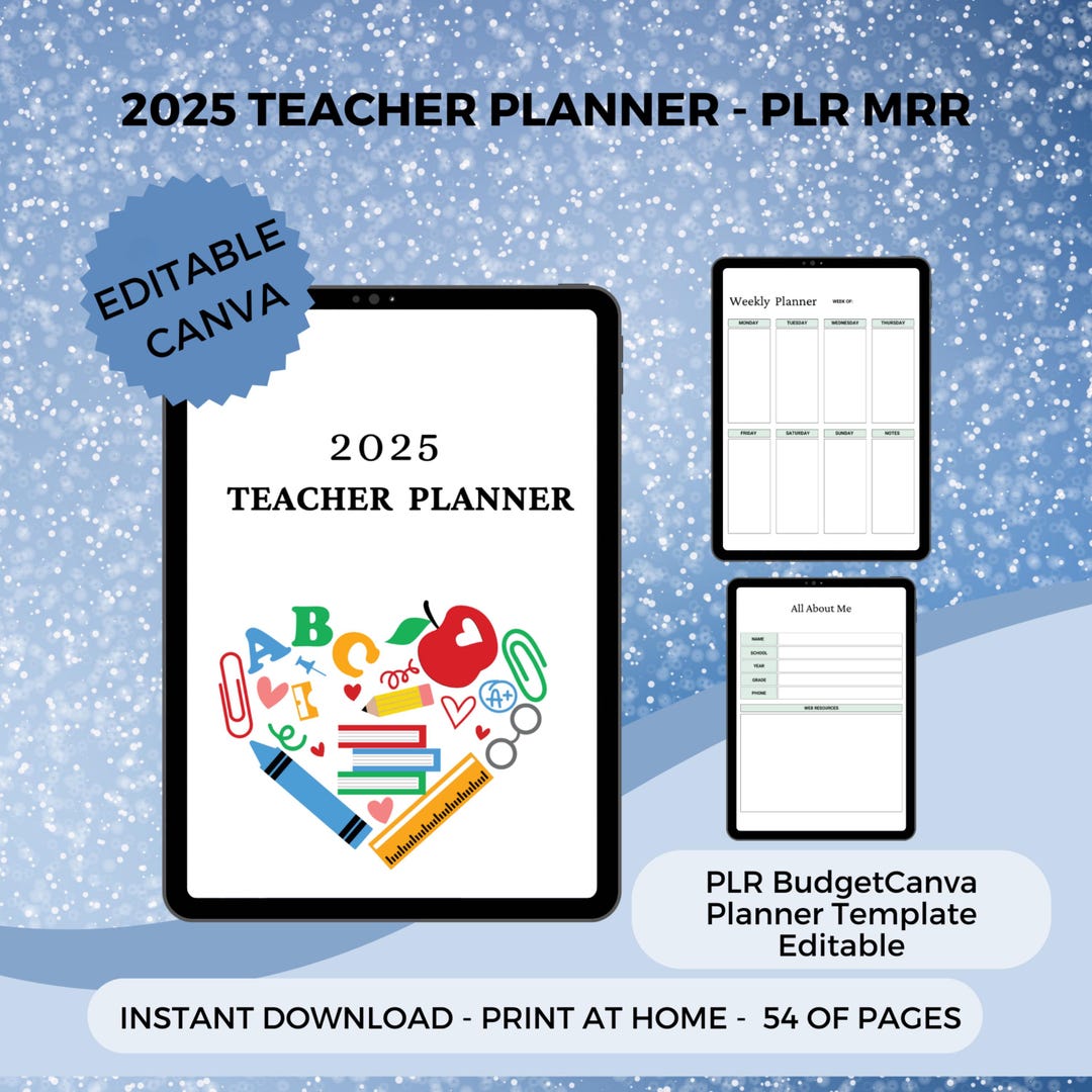 2025 Teacher Planner Editable Canva Template | PLR & MRR Included ...