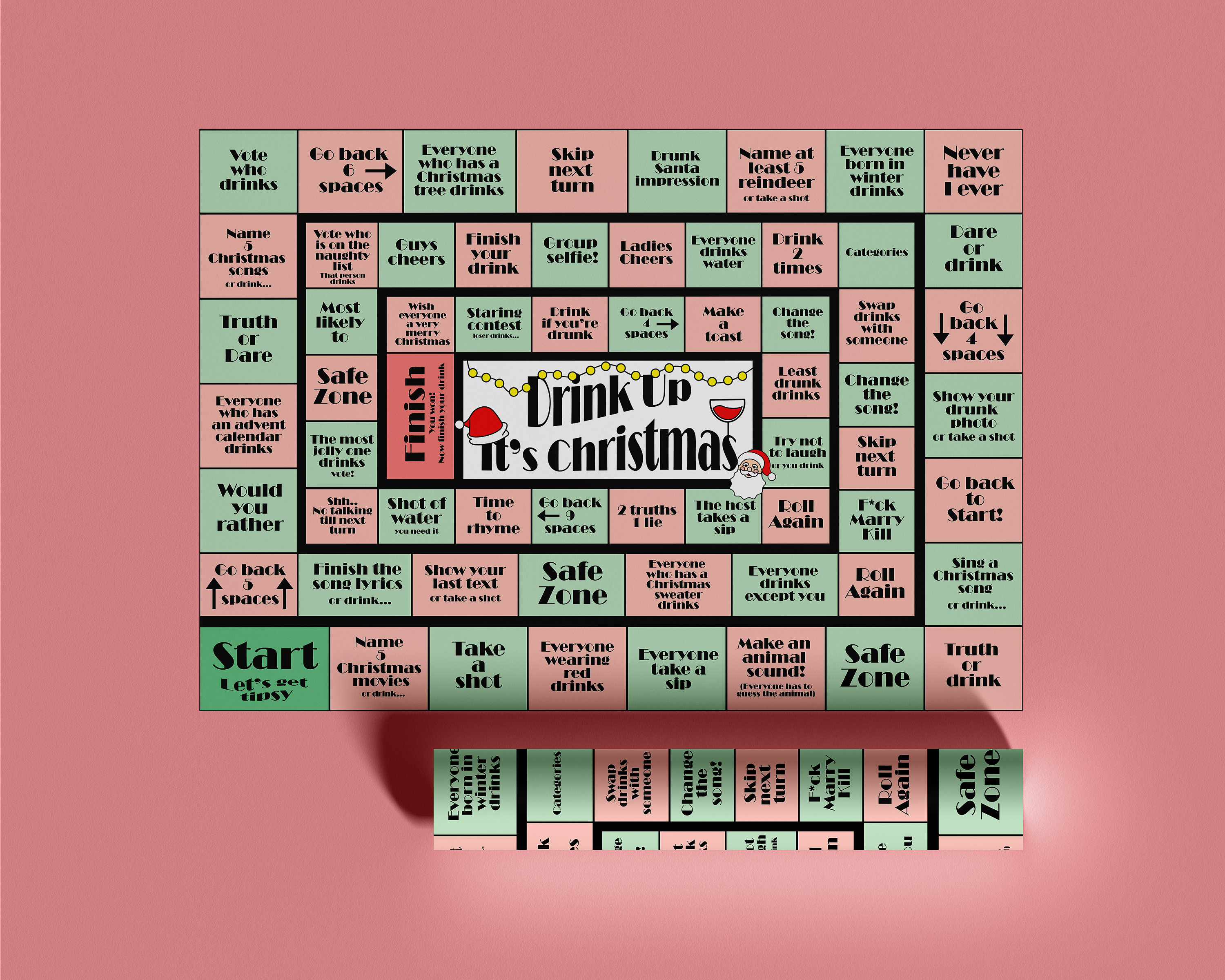 Drinking Board Game, Christmas Printable Drinking Board Game, Black Out ...