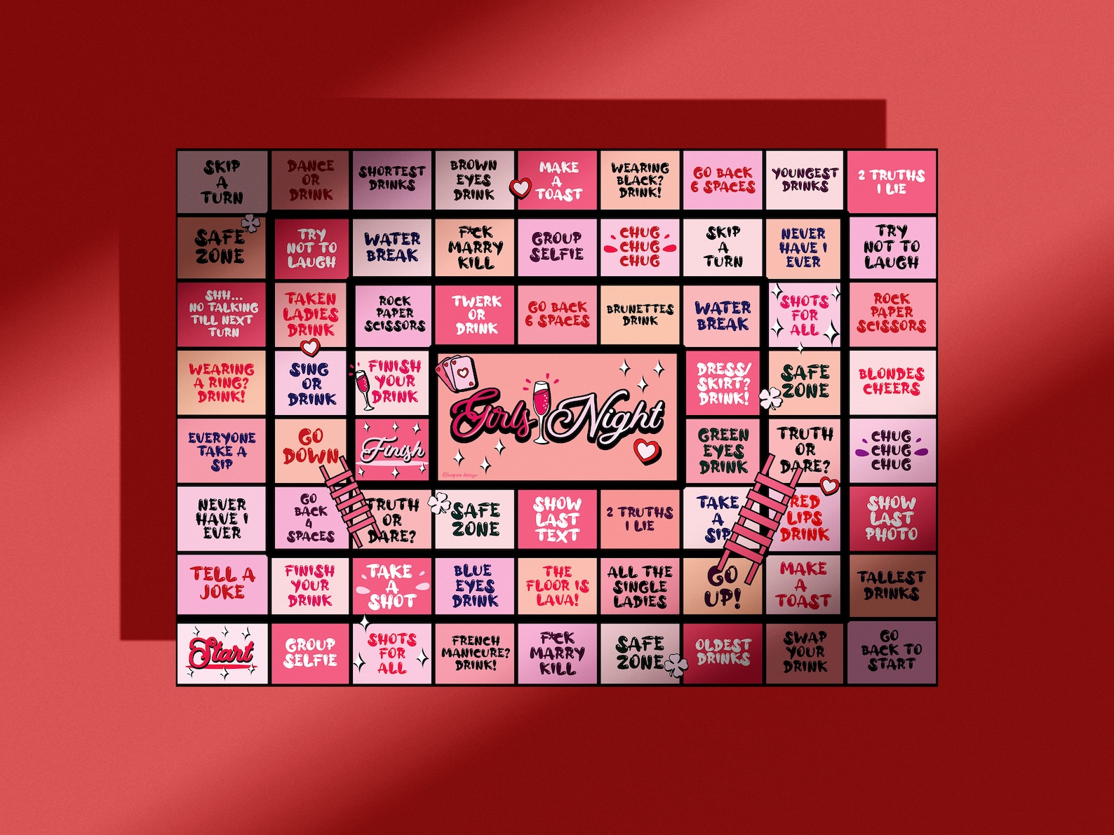 Drinking Board Game, Printable Drinking Board Game, Girls Night Drinking Game, Girls Drinking ...