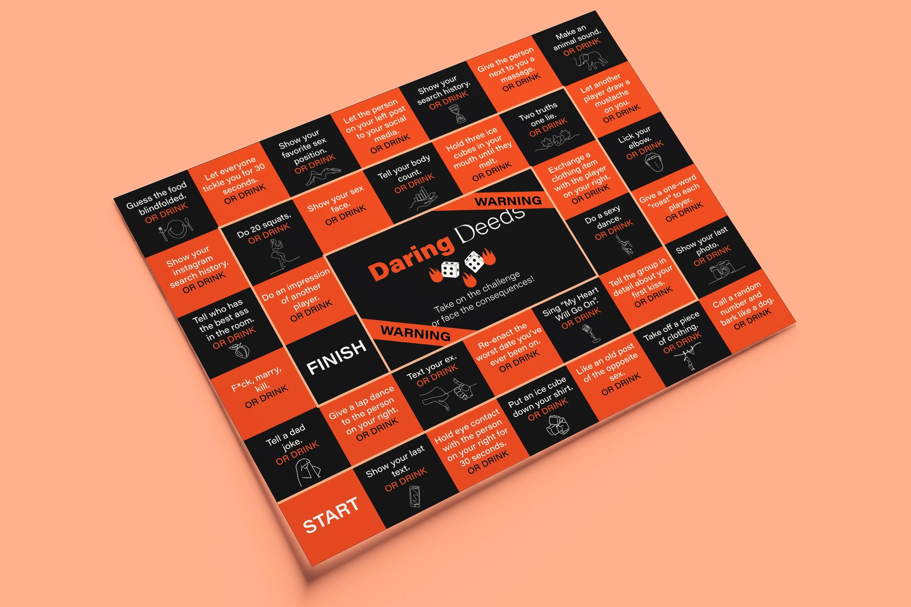 Drinking Board Game, Printable Drinking Board Game, Black Out Drinking ...