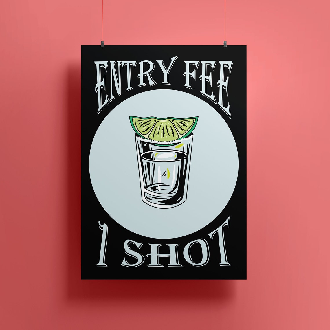 Entry Fee One Shot Sign, Printable Adult Party Decor, Party Entry Table ...