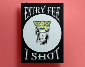 Entry Fee: One Shot - Christmas - Printable Sign - Etsy