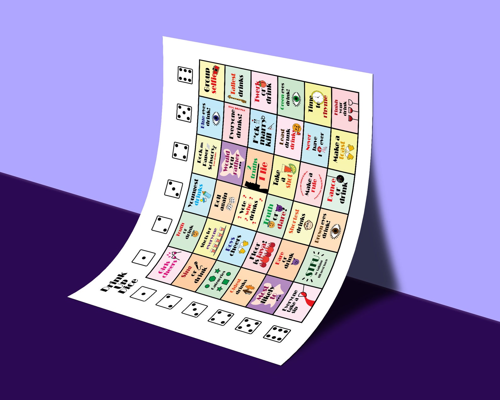 Drinking Board Game, Printable Drinking Board Game, Black Out Drinking ...