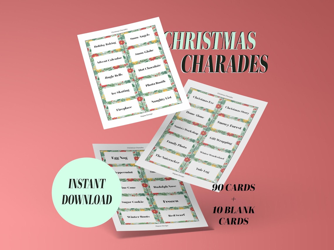 Christmas Charades Game, Christmas Party Games, Printable Christmas ...