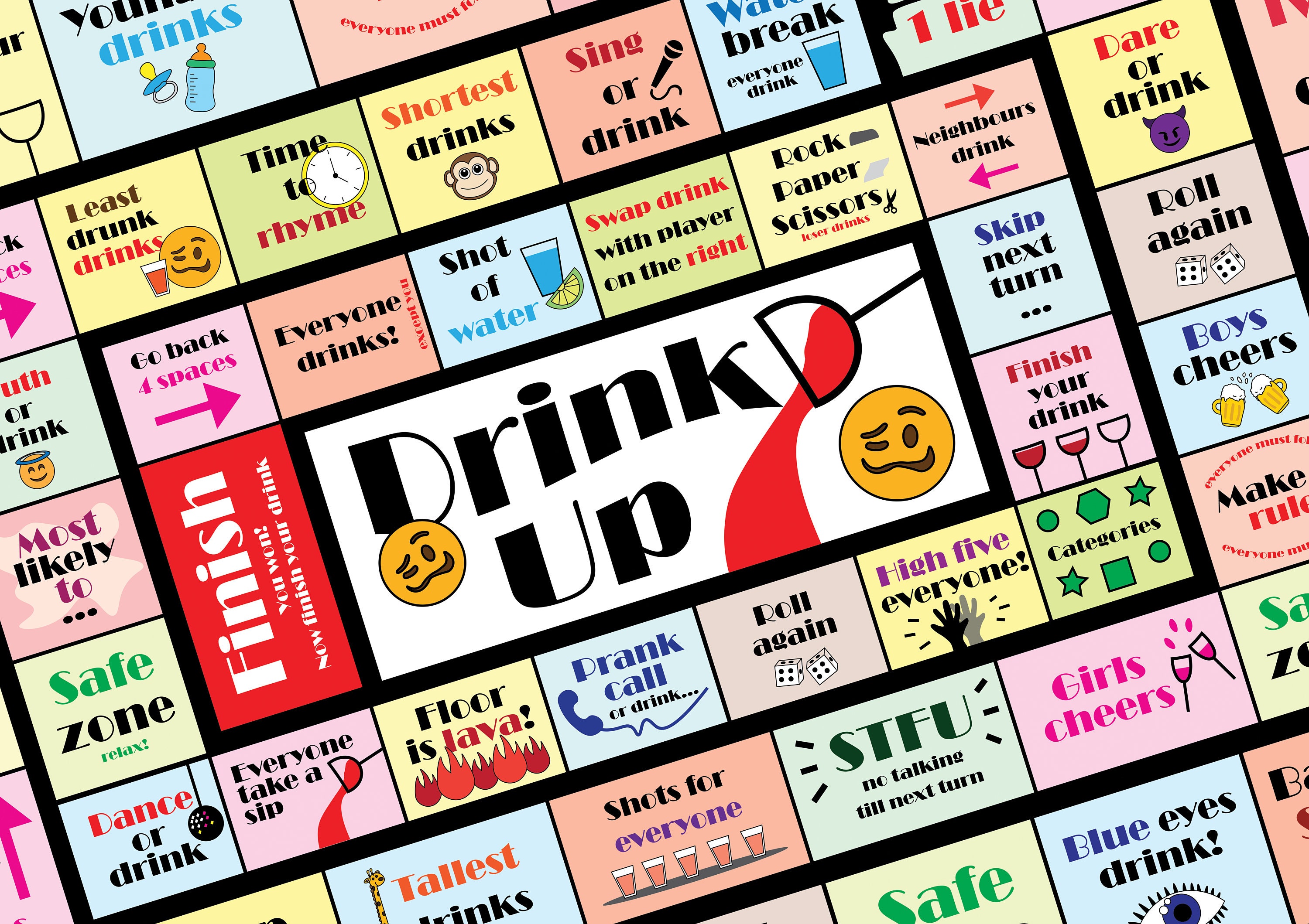 Drinking Board Game, Printable Drinking Board Game, Black Out Drinking ...