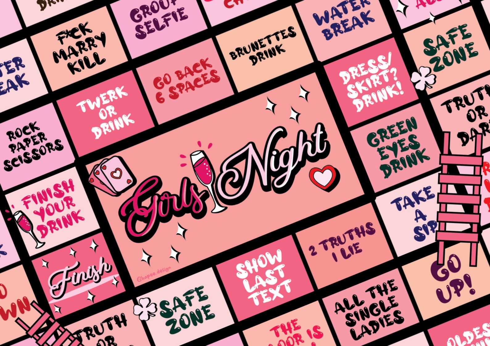 Drinking Board Game, Printable Drinking Board Game, Girls Night ...