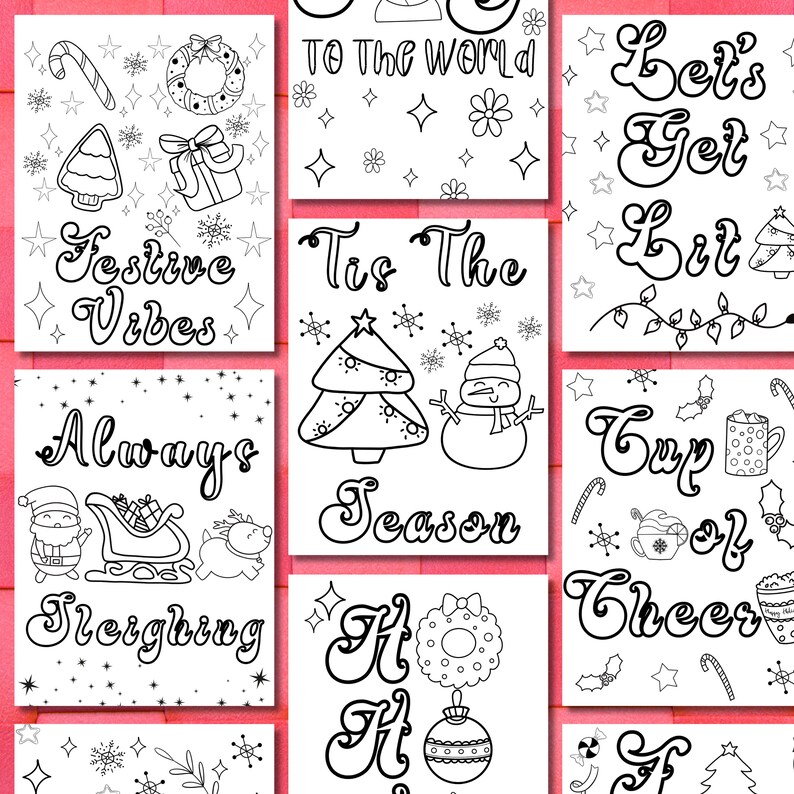 Groovy Christmas Coloring Pages, 10 Retro Festive Coloring Sheets for ...