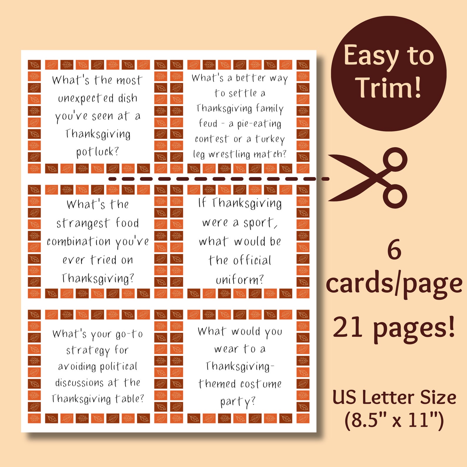 Thanksgiving Conversation Cards Game, Funny and Unique Family Friendly ...