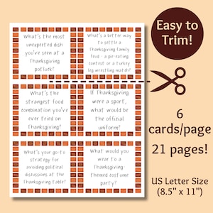 Thanksgiving Conversation Cards Game, Funny and Unique Family Friendly ...