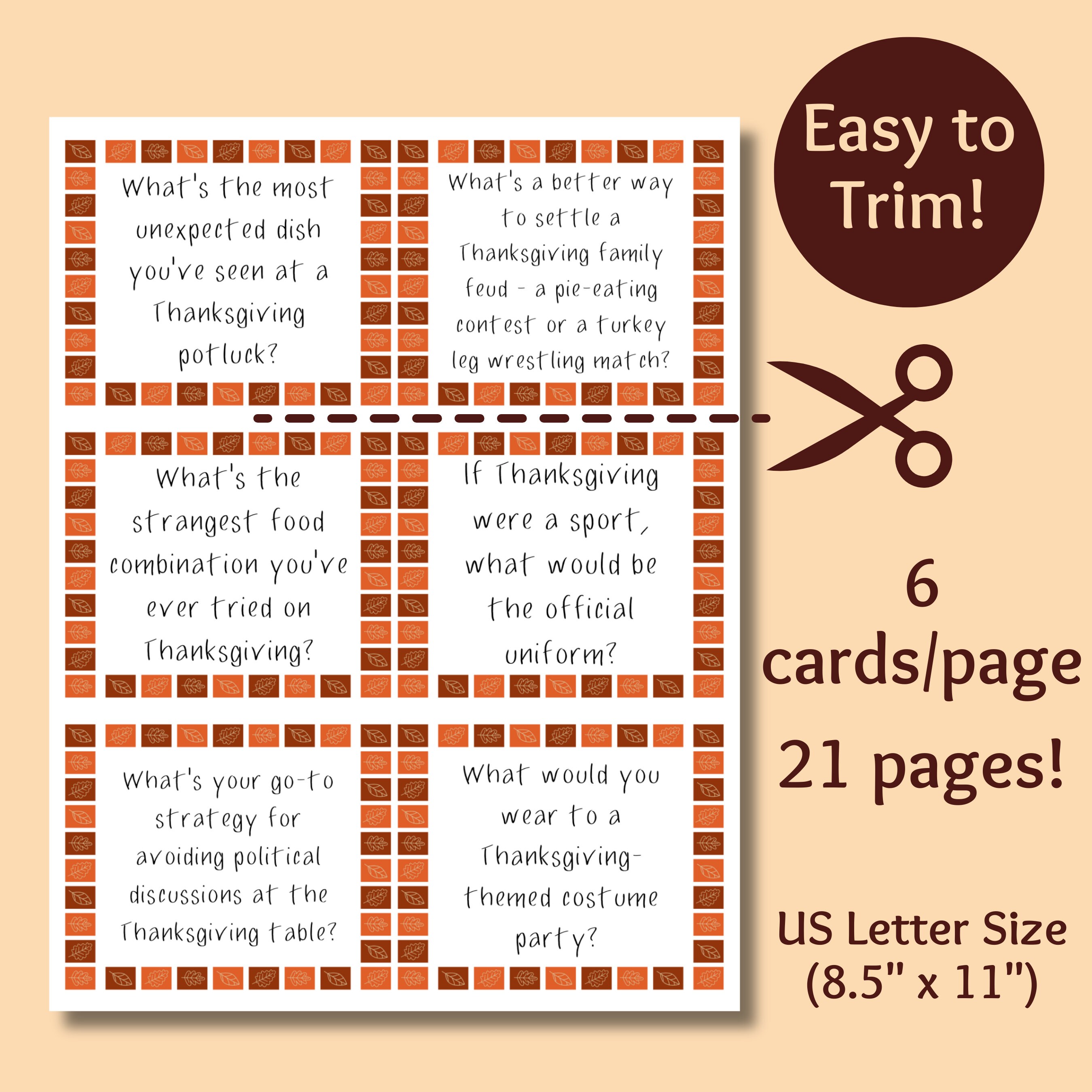 Thanksgiving Conversation Cards Game, Funny and Unique Family Friendly ...