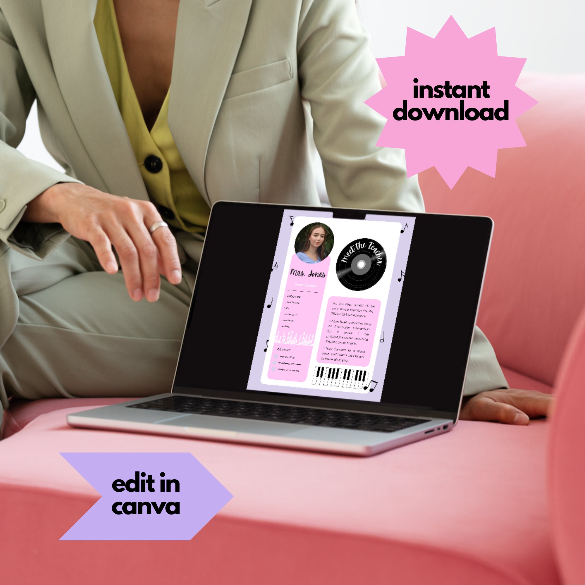 Meet the Teacher Template, Music Themed Instant Download, Edit in Canva ...