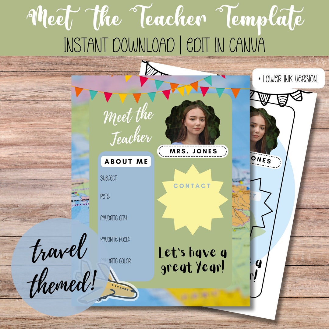 Meet the Teacher Template, Travel Themed Instant Download, Edit in ...