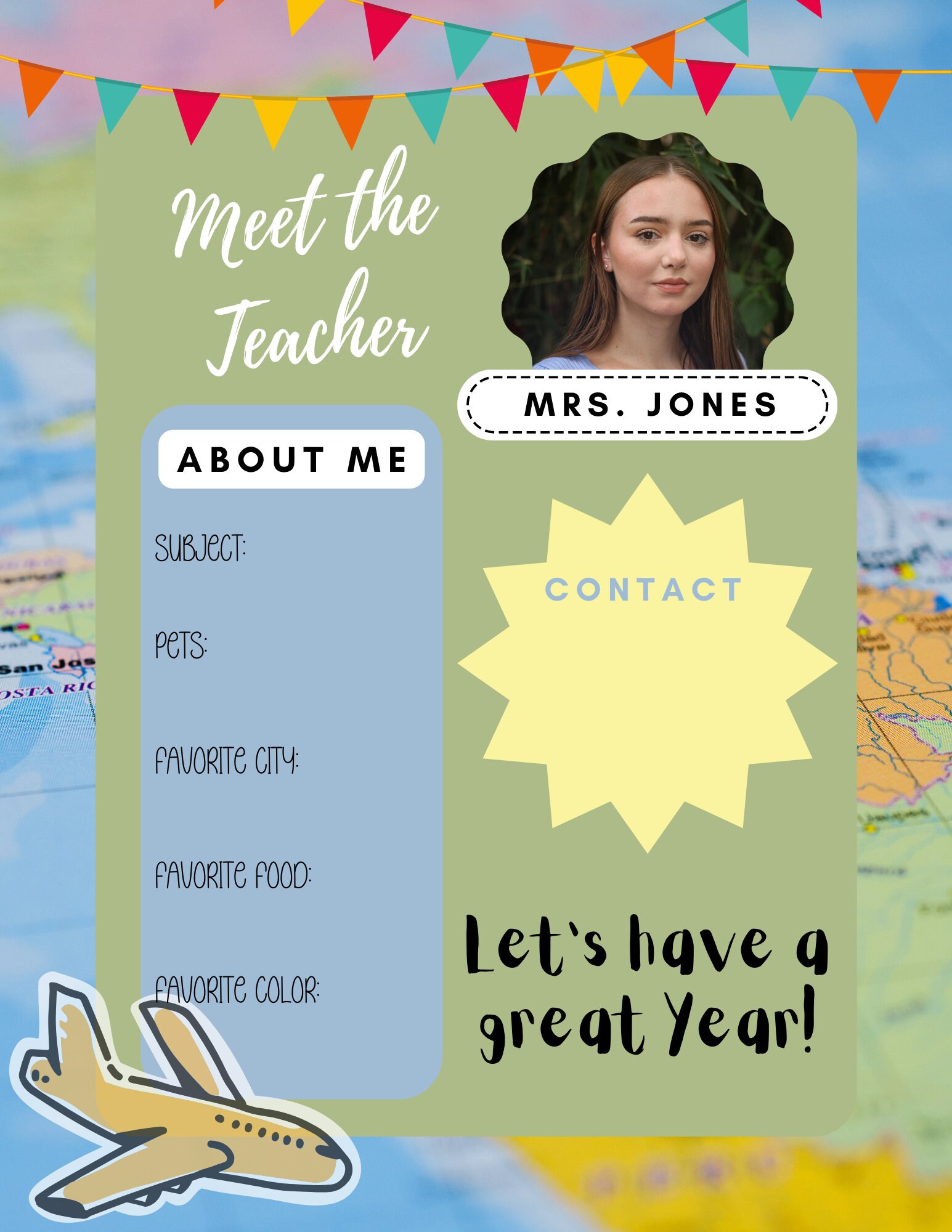 Meet the Teacher Template, Travel Themed Instant Download, Edit in ...