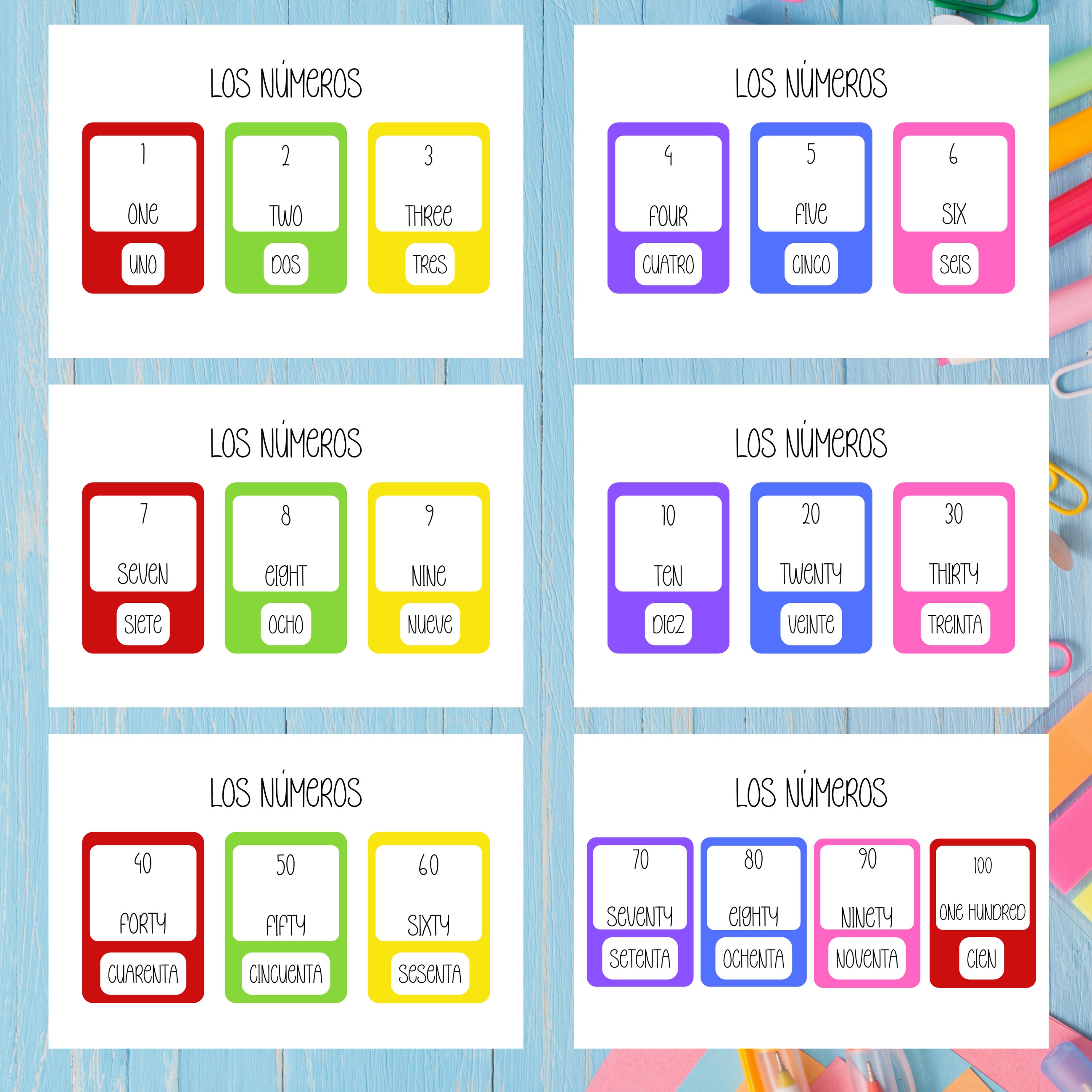 Spanish Numbers Flashcards, Language Learning Study Tool for Beginners ...