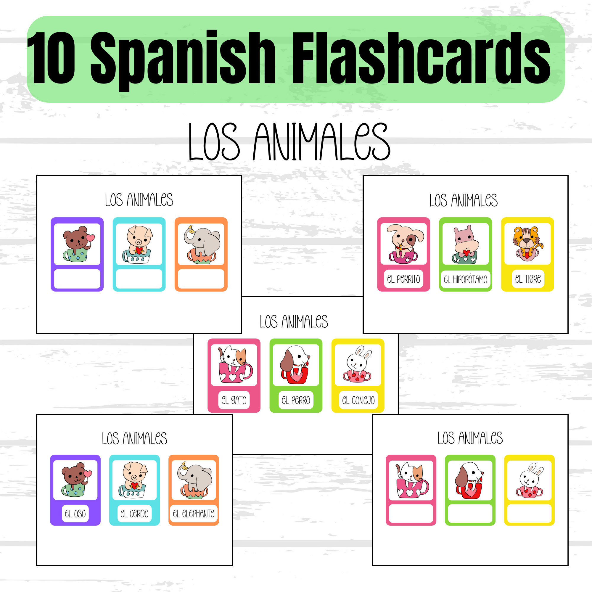 Spanish Vocabulary Flashcard Bundle, Language Learning Study Tool for ...