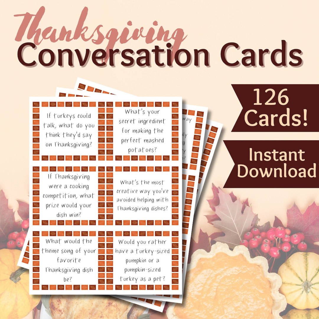 Thanksgiving Conversation Cards Game, Funny and Unique Family Friendly ...