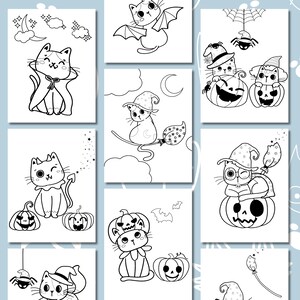 Halloween Cats Coloring Pages, 15 Cute Spooky Kitten Coloring Sheets ...