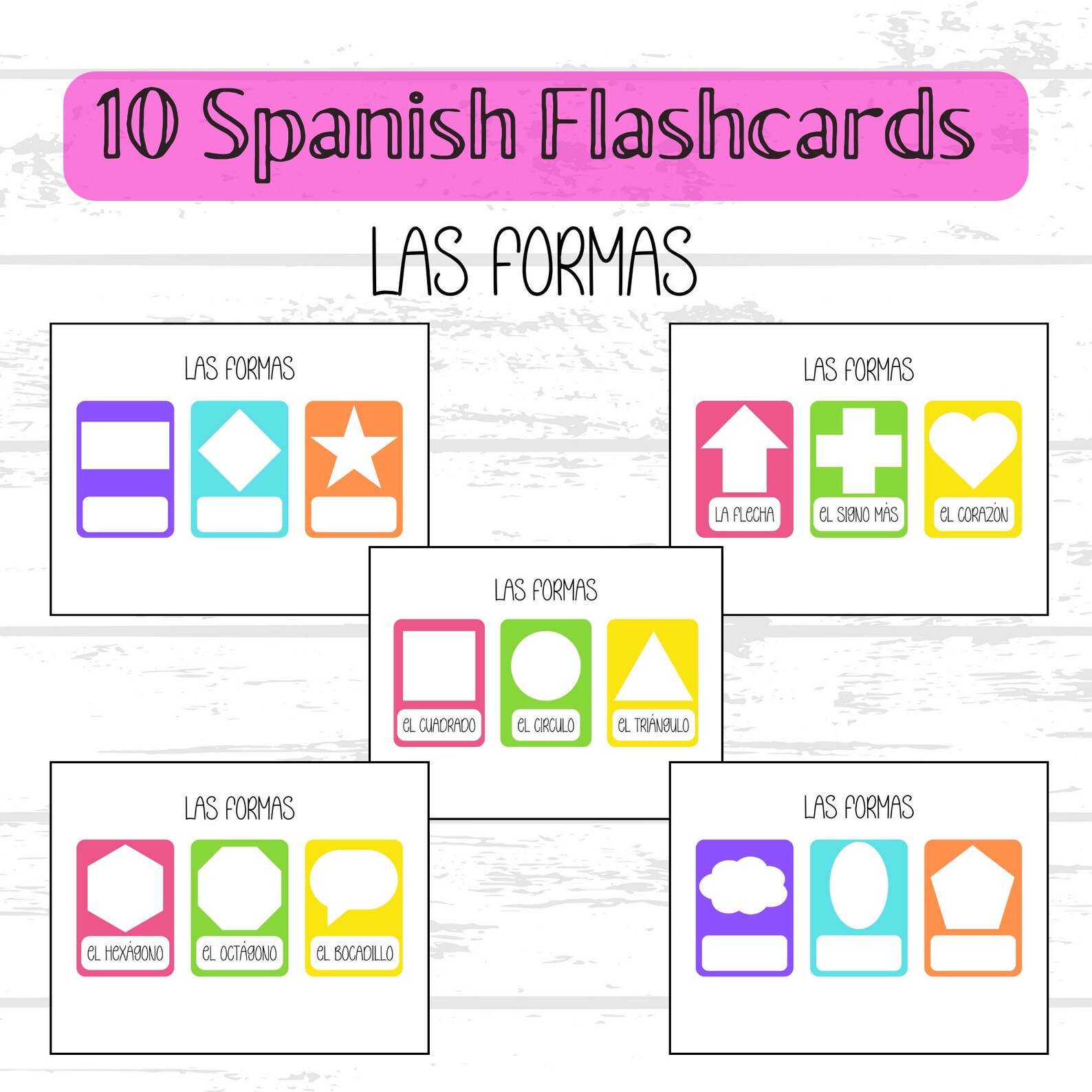 Spanish Shapes Flashcards, Language Learning Study Tool for Beginners ...