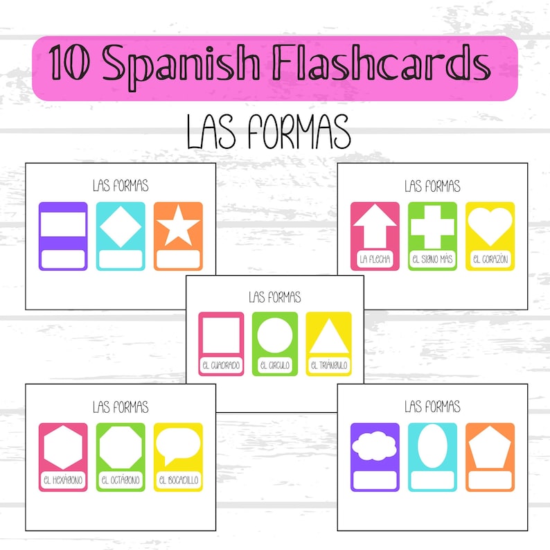 Spanish Shapes Flashcards, Language Learning Study Tool for Beginners ...