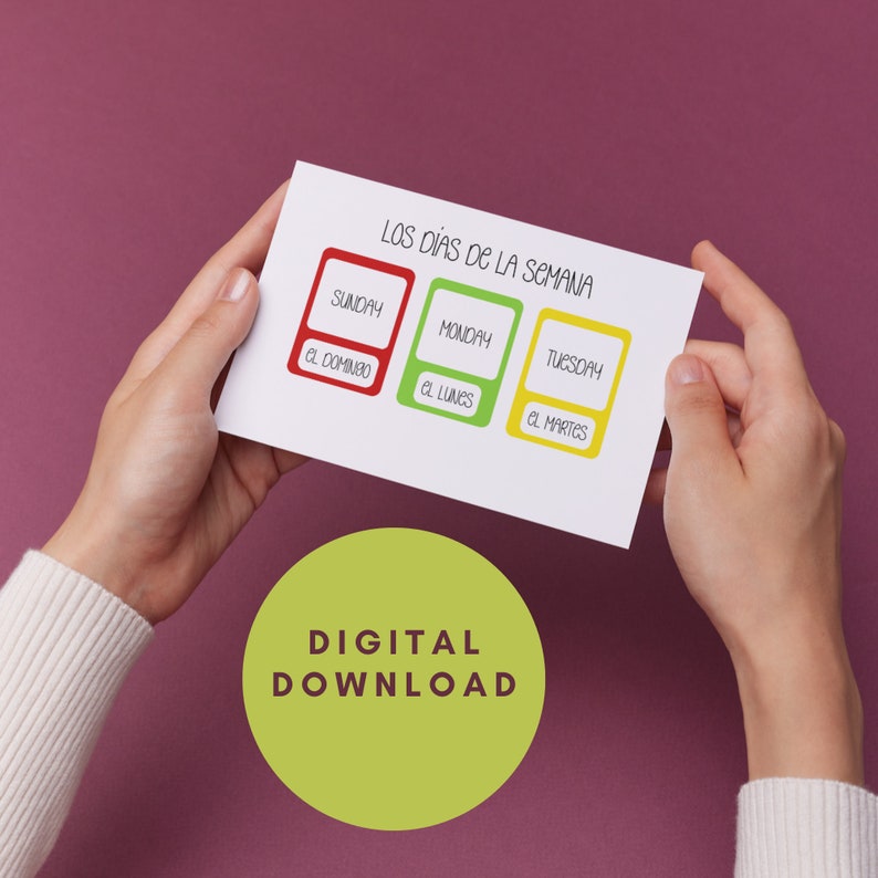 Spanish Days of the Week Flashcards Language Learning Study - Etsy