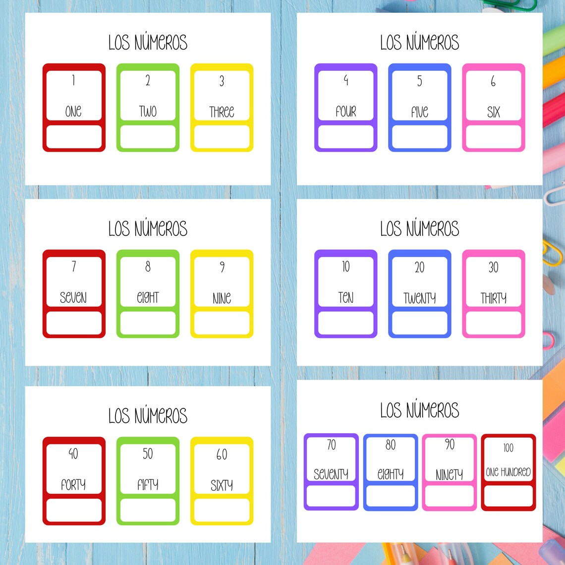 Spanish Numbers Flashcards, Language Learning Study Tool for Beginners ...