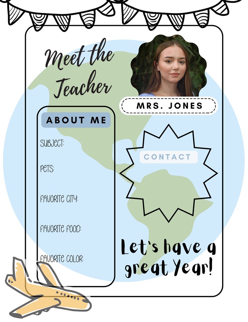 Meet the Teacher Template, Travel Themed Instant Download, Edit in ...
