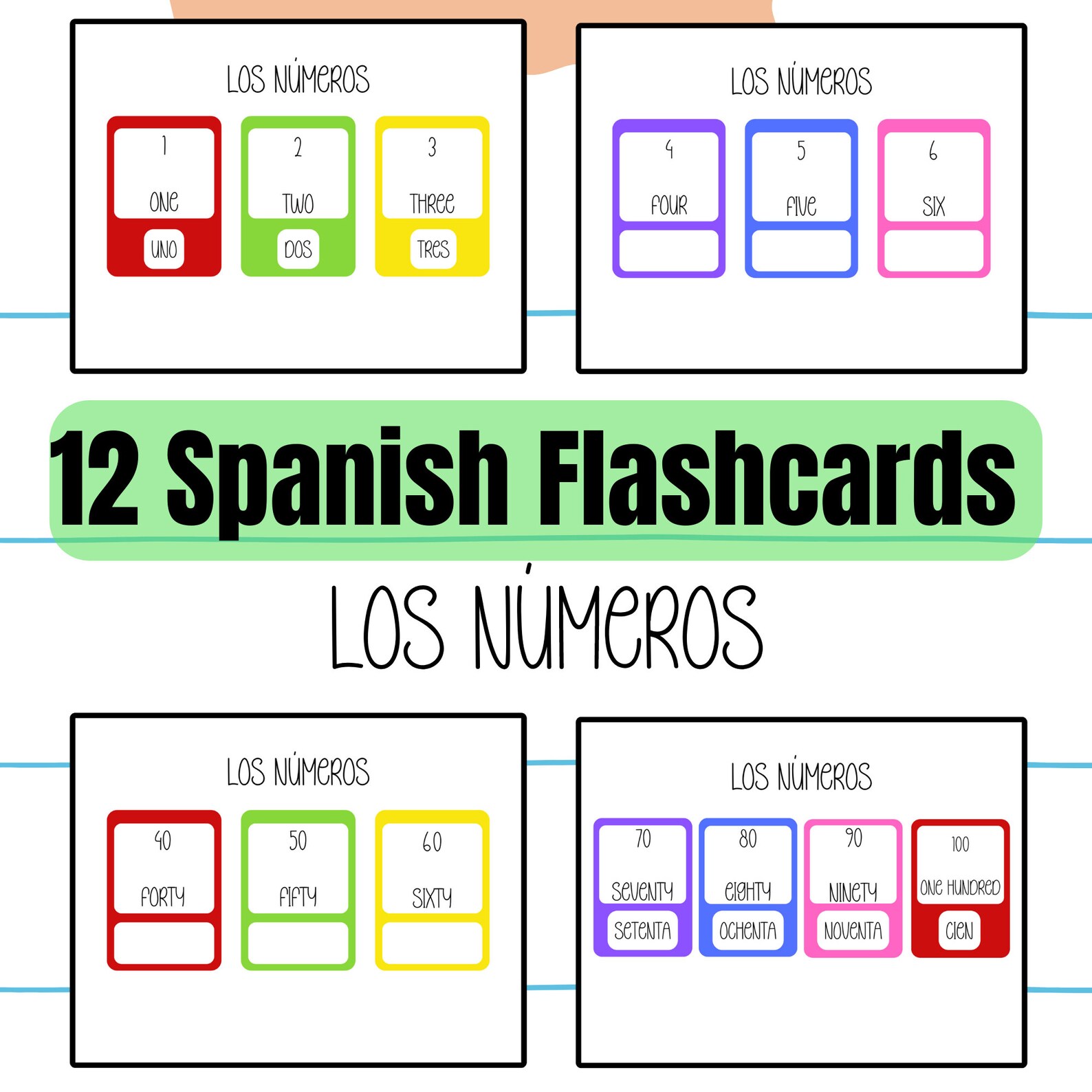 Spanish Vocabulary Flashcard Bundle, Language Learning Study Tool for ...