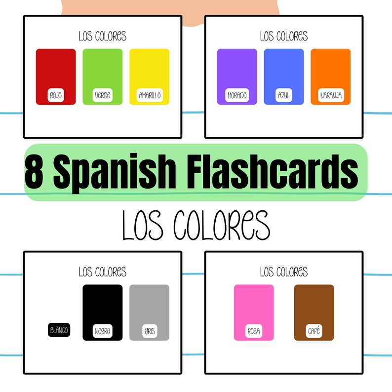 Spanish Vocabulary Flashcard Bundle, Language Learning Study Tool for ...