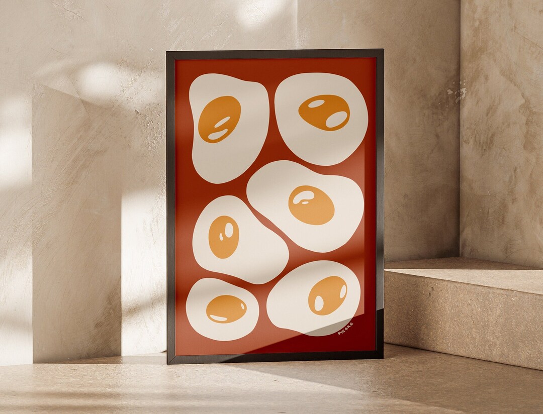 Eggs Wall Art Print, Contemporary Wall Decor, Egg Poster Design, Fried ...