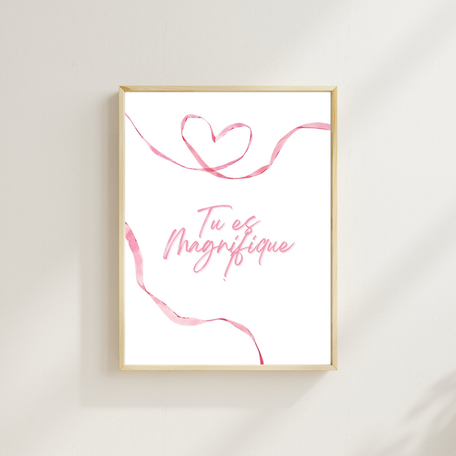 Pink Ribbon Print, Coquette Room Decor, You Look Beautiful ...