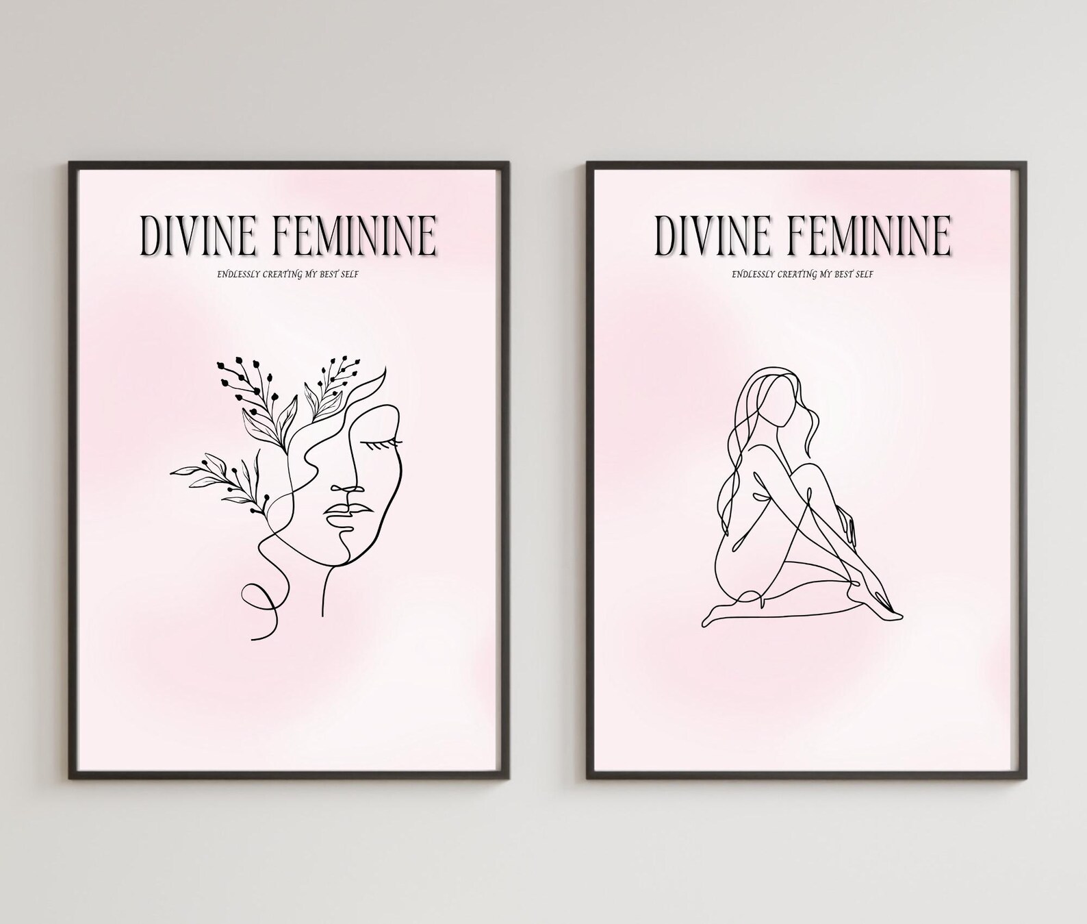 Set of Two Prints, Divine Feminine Pink Poster, DIGITAL DOWNLOAD, Girly ...