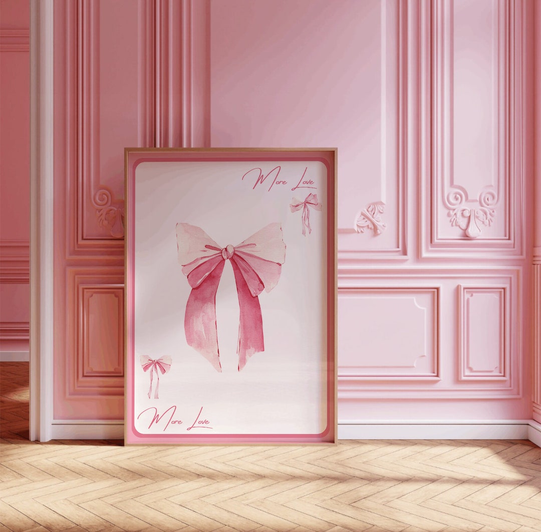 Pink Bows Print, Balletcore Wall Art, Coquette Wall Decor, Pink Room ...