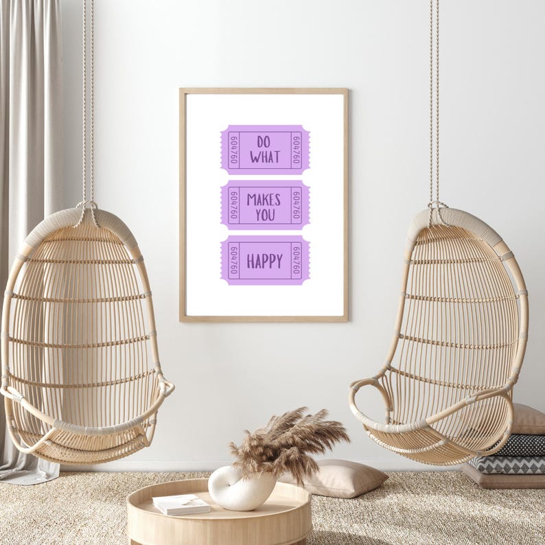 Do What Makes You Happy Poster, Ticket Stub Wall Art, Aesthetic Dorm ...