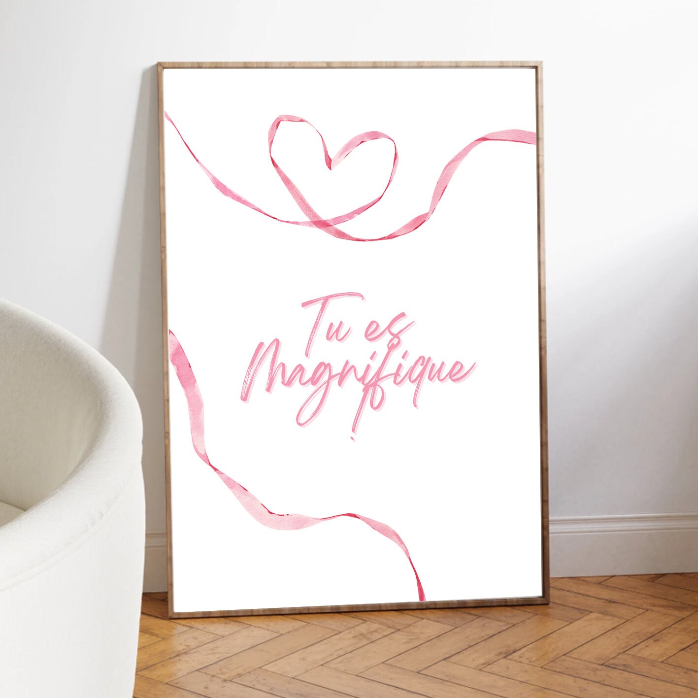 Pink Ribbon Print, Coquette Room Decor, You Look Beautiful ...