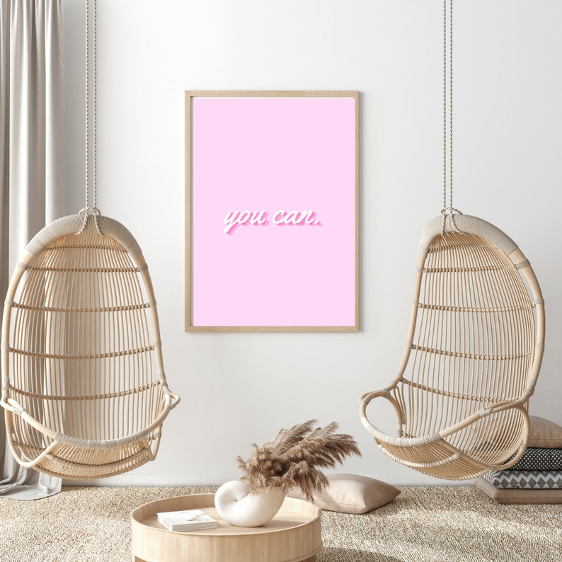 You Can Poster Pink Wall Art Inspirational Wall Art Posters and Prints ...