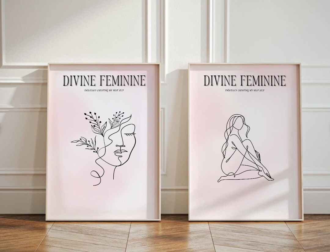 Set of Two Prints, Divine Feminine Pink Poster, DIGITAL DOWNLOAD, Girly ...