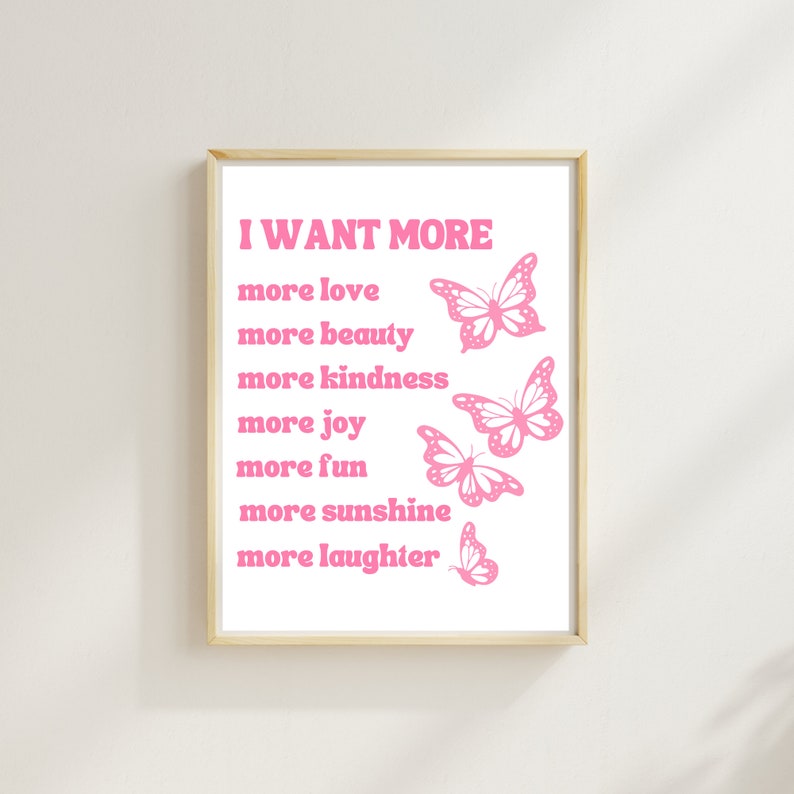 Inspirational Wall Art, Quotes, More Love, Pink Wall Art, Aesthetic ...