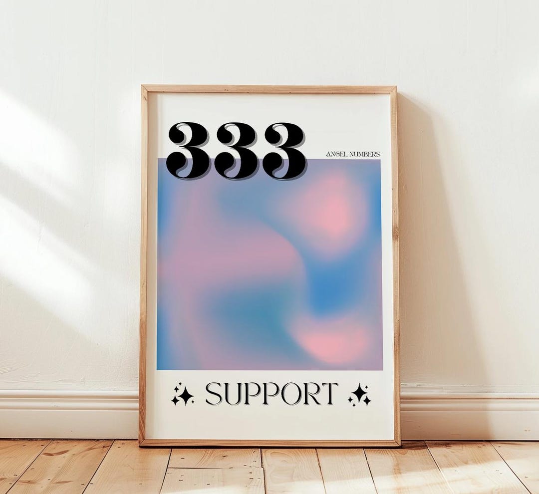 Support 333 Blue and Pink Angel Numbers Poster for Apartment, Trendy ...