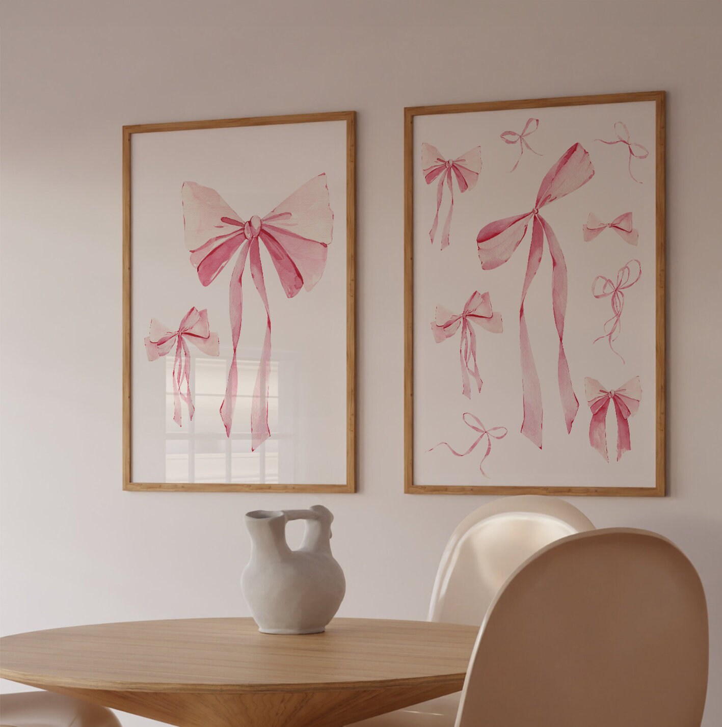 Trendy Pink Bows Wall Art Set of 3, Coquette Pink Bow Print, Pink Wall ...