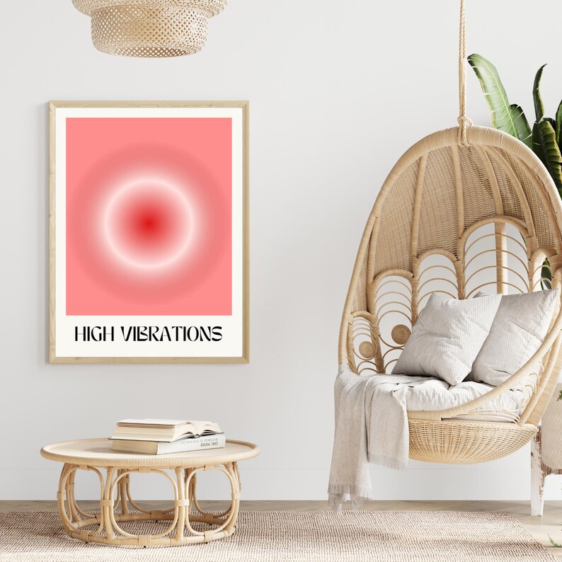 Red Aura Poster | High Vibrations Art | Bedroom Wall Art Decor ...