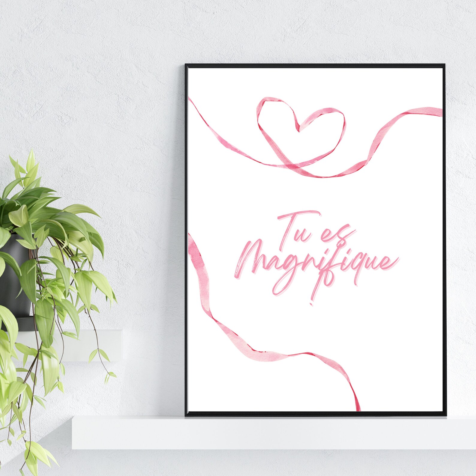 Pink Ribbon Print, Coquette Room Decor, You Look Beautiful ...