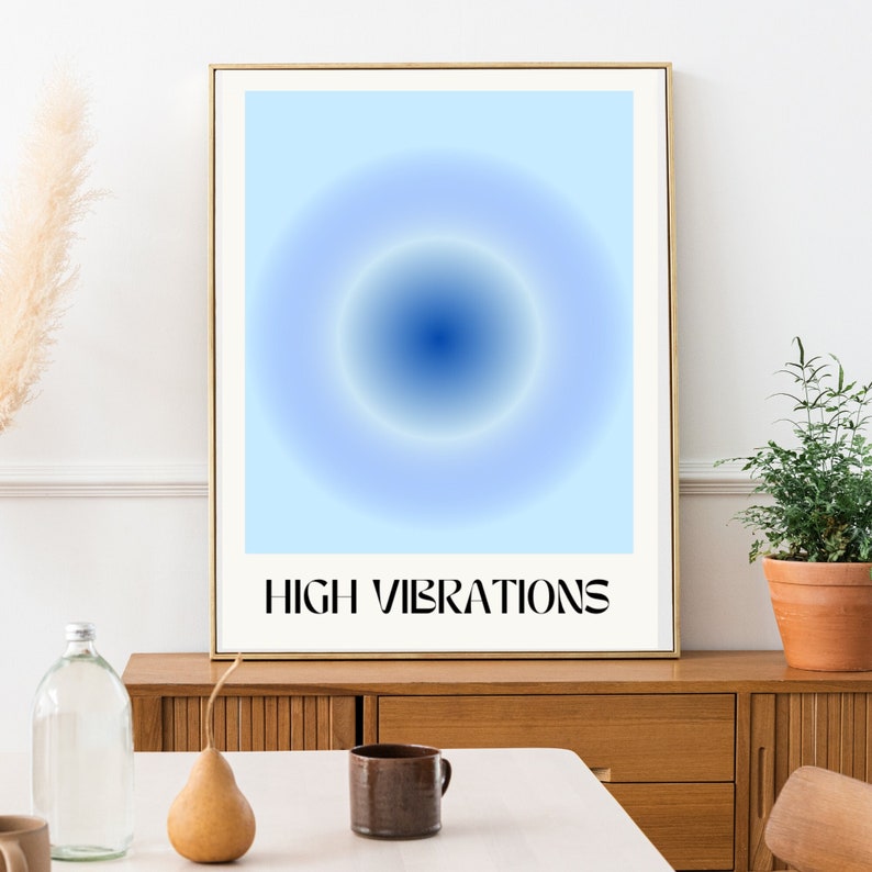 Light Blue Aura Gradient Poster Posters and Prints Abstract Wall Art ...