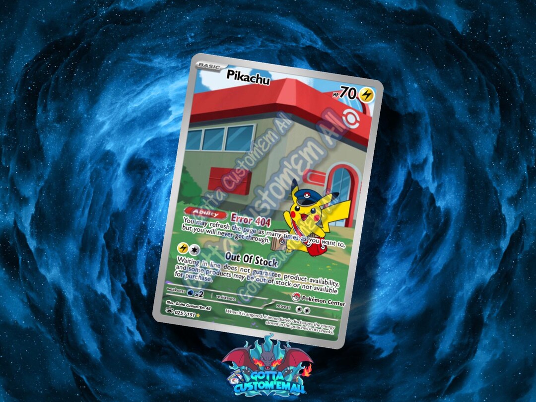 Pikachu Pokémon Center Promo – “sold Out Again?!” (funny Meme Card) - Etsy