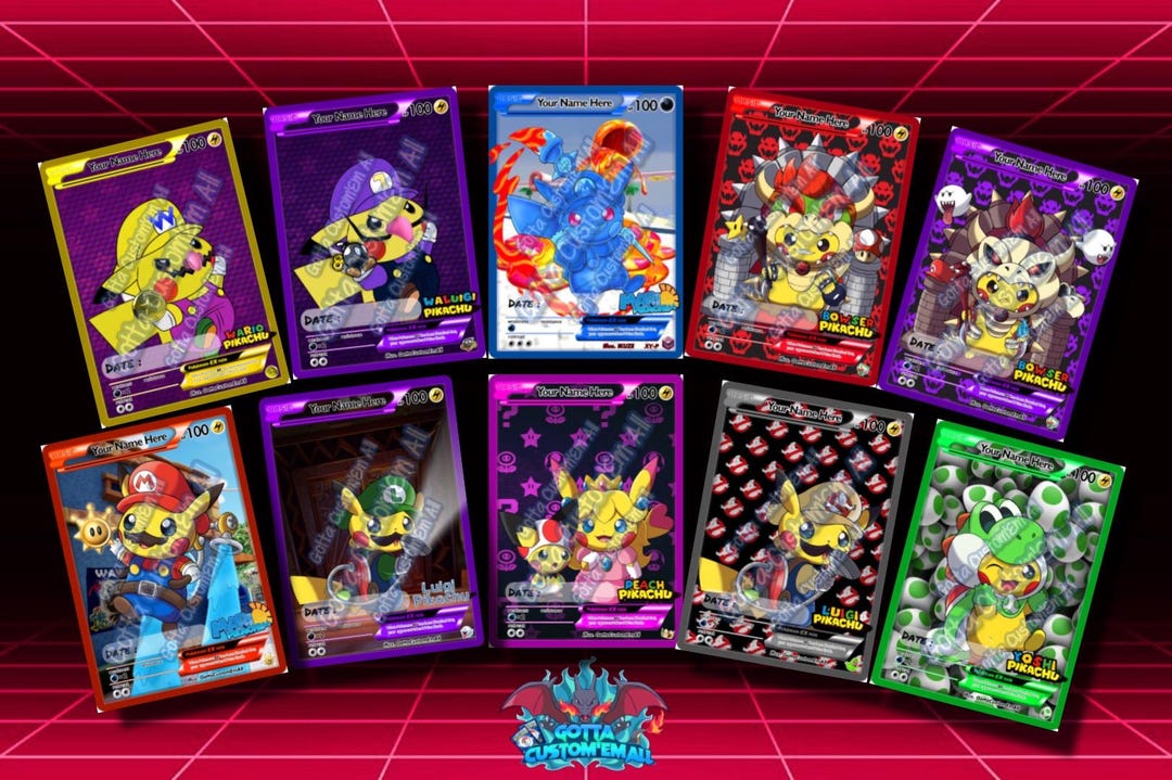 Pokémon Custom Timestamp Card Super Mario X Pokémon Inspired Designs - Etsy
